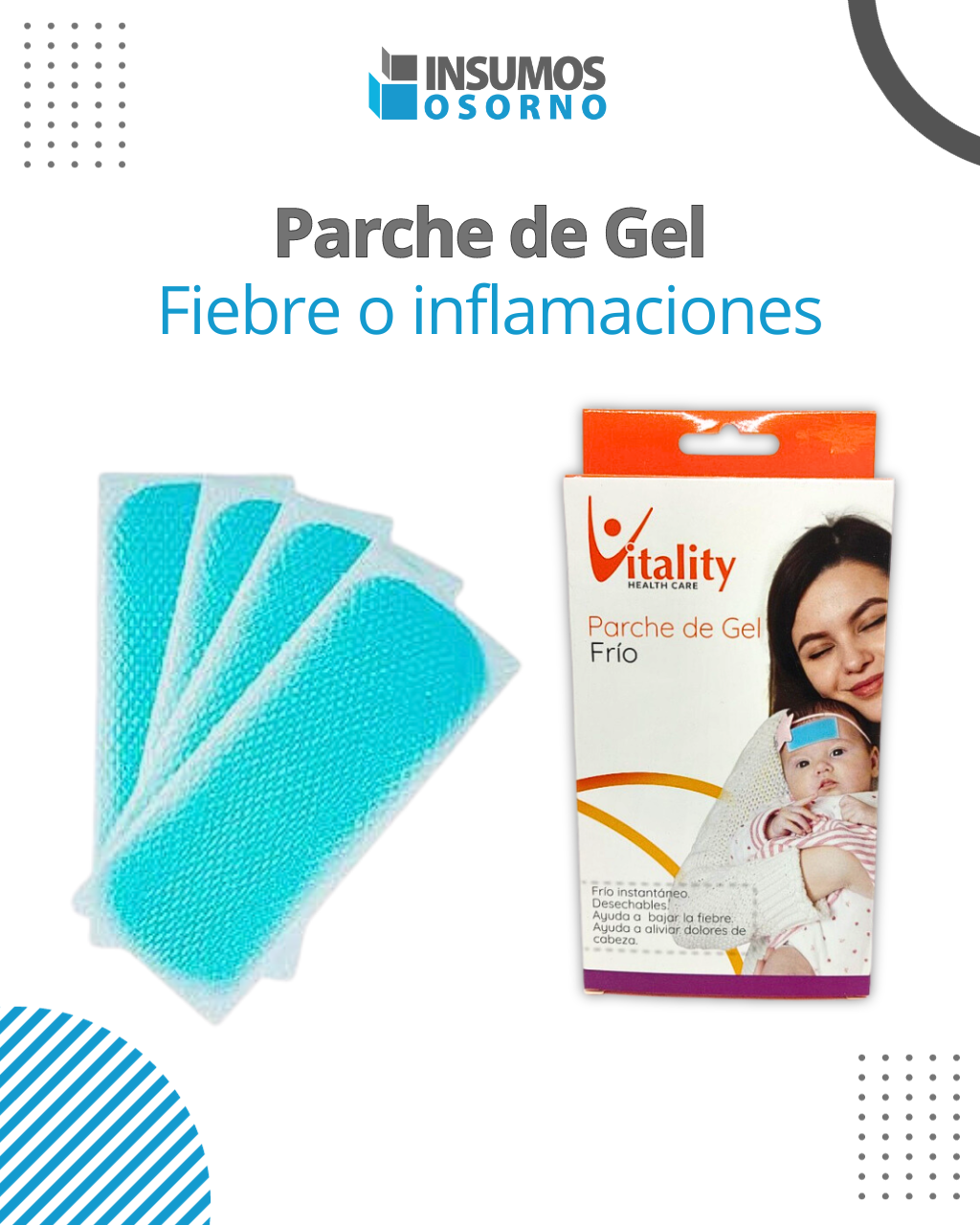 Parche De Gel Frio Para Fiebre O Inflamaciones Vitality – Insumos Osorno